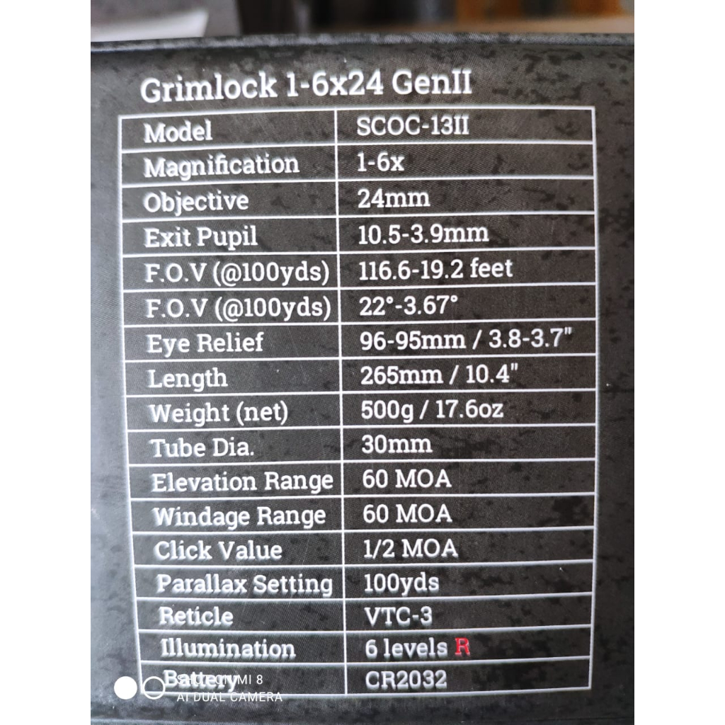 Jual TELESCOPE VECTOR GRIMLOCK 1-6X24 GEN II | Shopee Indonesia