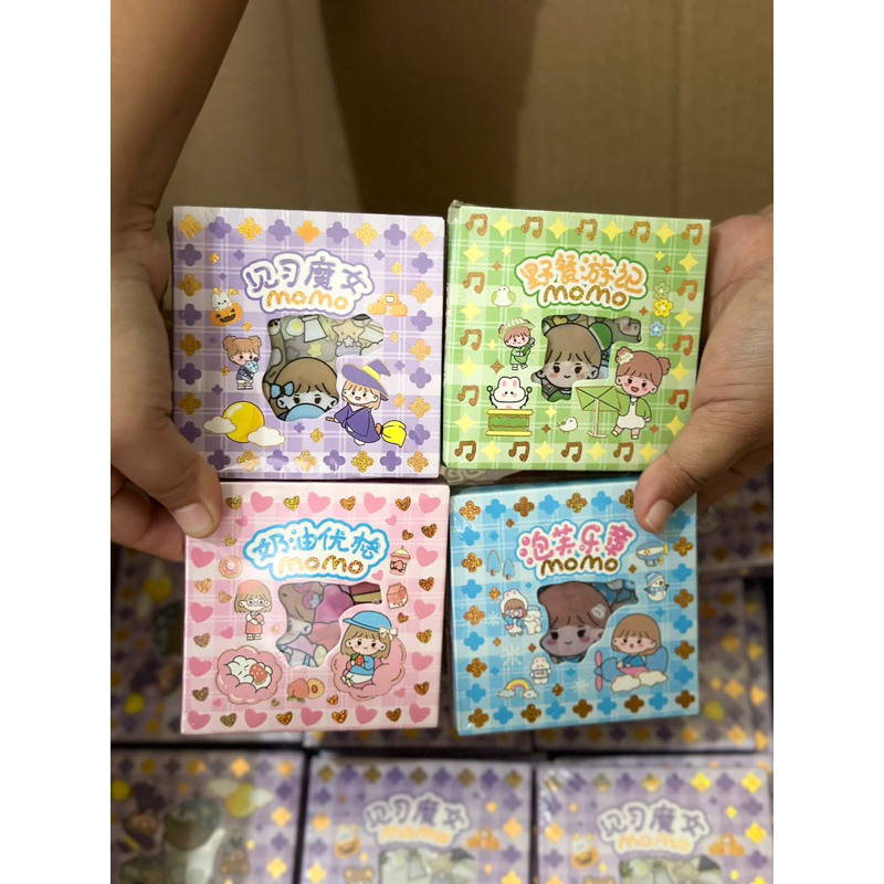 Jual Stiker momo box mini 1 box isi 100 ready 4 warna | Shopee Indonesia