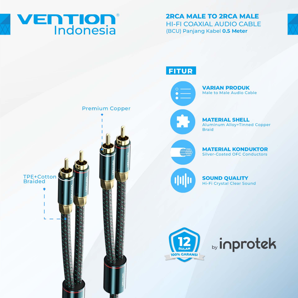 Jual Vention Kabel RCA Audio 2 Male to 2 Male (BCU Green) | Shopee Indonesia