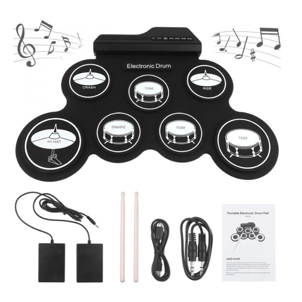 Jual Drum Elektronik Portabel Digital USB 7 Bantalan Roll up Drum Set ...