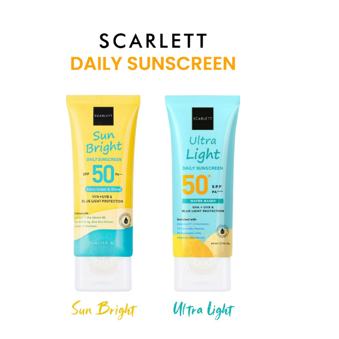 Jual Scarlett Whitening Sunscreen Sun Bright Daily SPF 50 PA+++ ORIGINAL / Ultra Light Sunscreen ...