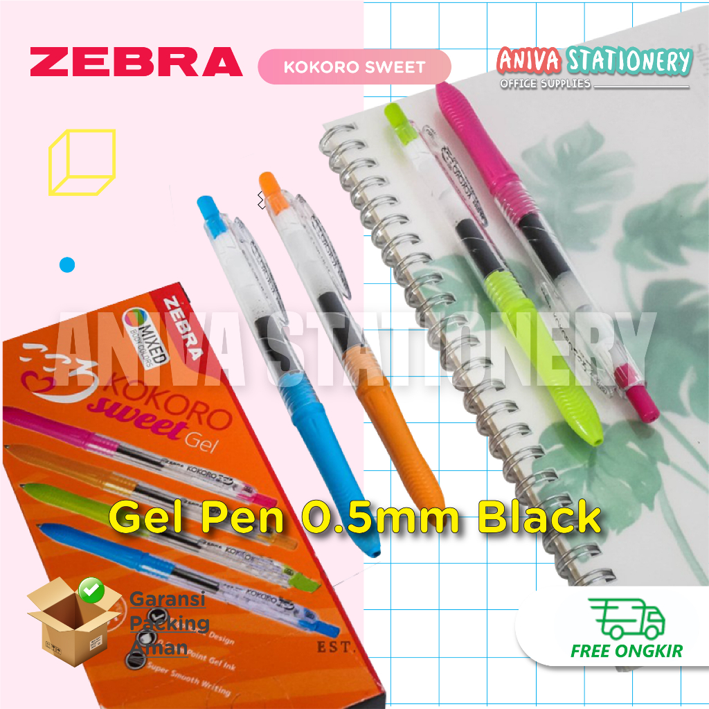 Jual ZEBRA KOKORO SWEET SEMI GEL PEN PULPEN TINTA HITAM BARREL WARNA ...