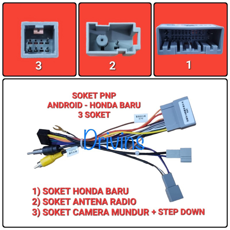 Jual Kabel Soket Head Unit Android Honda Baru Soket Plug And Play ...