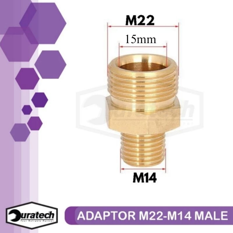 Jual Adaptor M22 M14 male adapter penyambung hose jet cleaner M14 ke ...