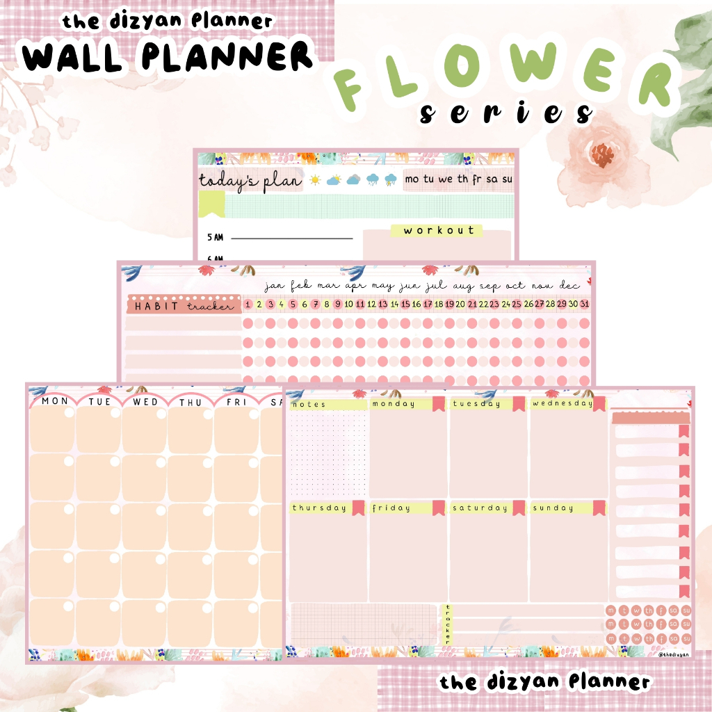 Jual Wall Planner / Schedule Board / Wipe and Clean Planner / Flowers ...
