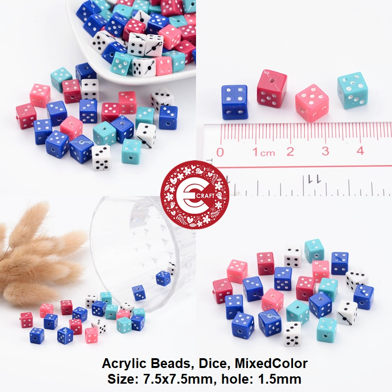Jual MANIK-MANIK BENTUK DADU WARNA-WARNI DICE BEADS | Shopee Indonesia
