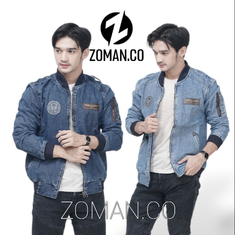 Jual Jaket Bomber Jeans Standar|Jaket Bomber Denim | Shopee Indonesia