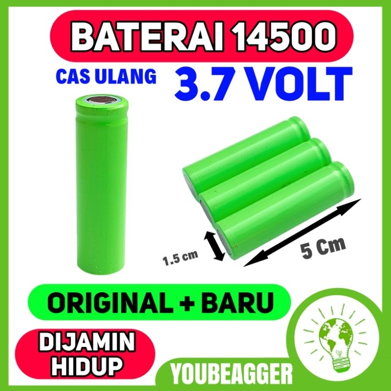 Jual Baterai 3.7v Cas Tipe 14500 Li-ion 500mAh | Shopee Indonesia