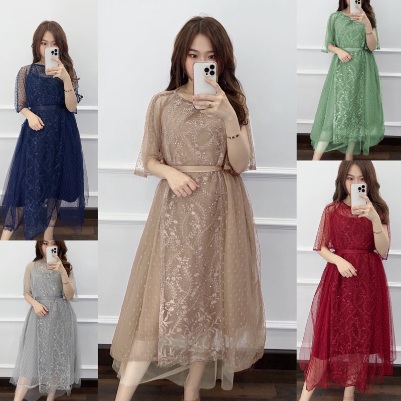 Jual Dress Lorenza Tile Brukat /New Dress / Dress Brukat Tile Model ...