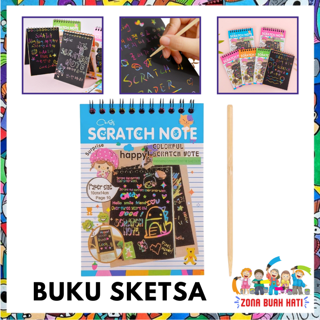 Jual ZBH Buku Sketsa Warna-warni Grafiti Kertas Mini Tulis Gores Gambar ...