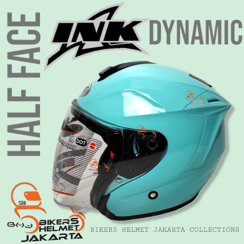 Jual HELM INK DYNAMIC SOLID AQUA BLUE HALF FACE | Shopee Indonesia