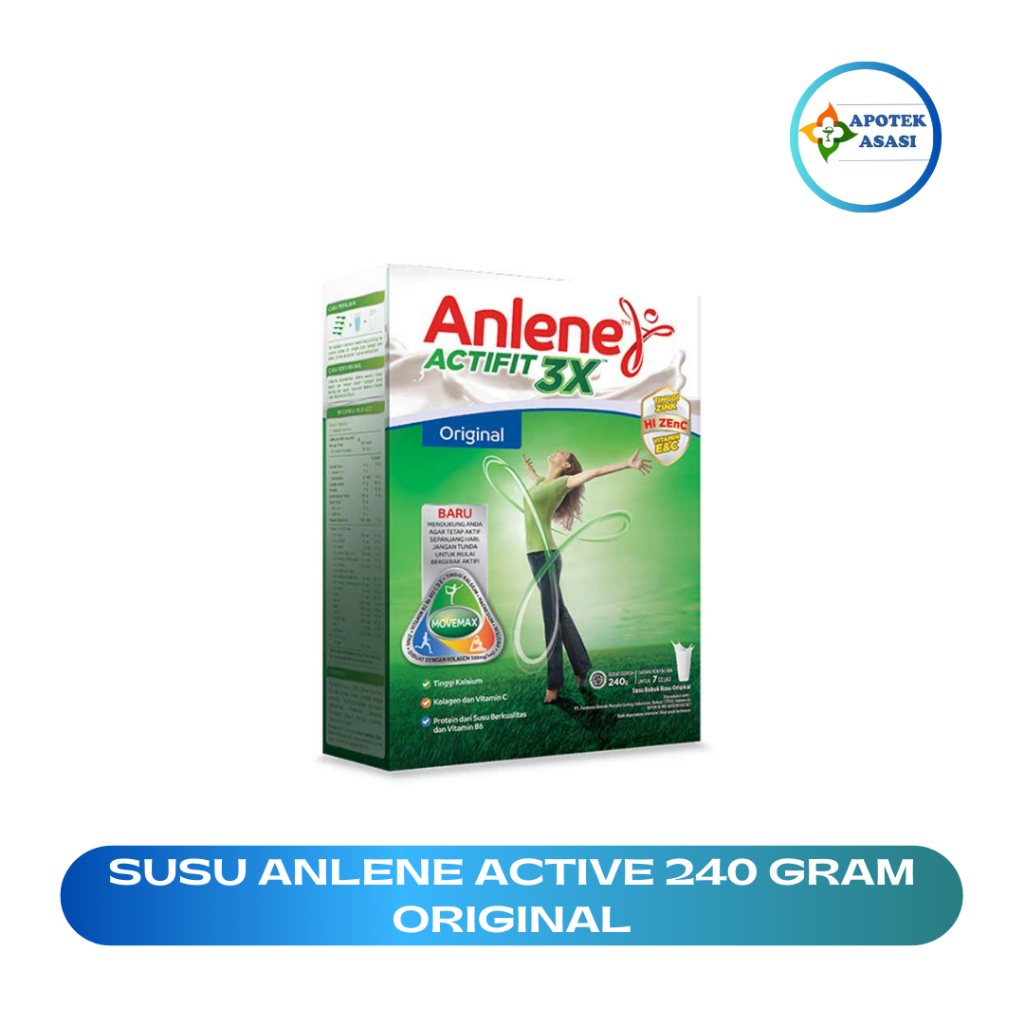 Jual Anlene Actifit 3x Susu Bubuk Dewasa Original, Vanilla, Cokelat 240g - Nutrisi Tinggi ...