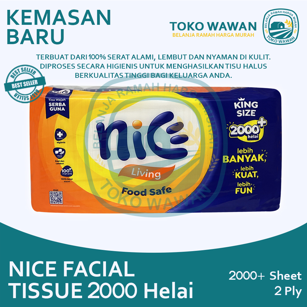Jual Tissue Nice Facial 900gram Kemasan Baru 2000 Helai 2 ply / Tisu ...
