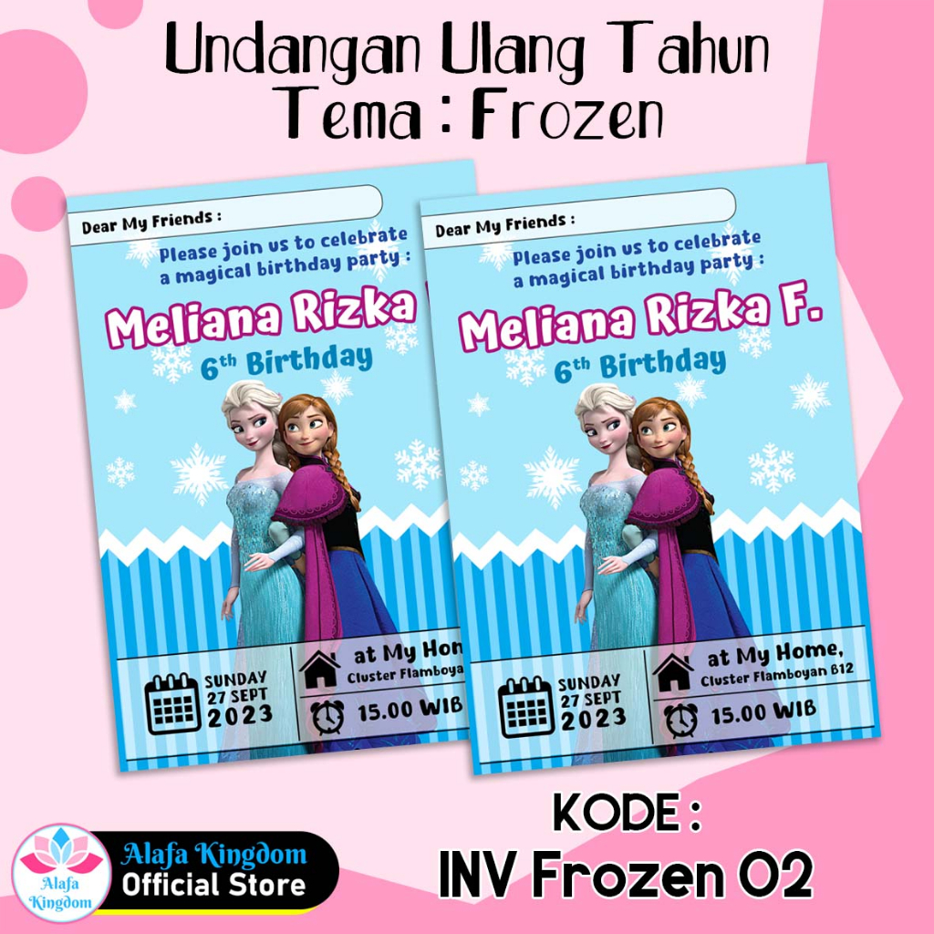 Jual alafakingdom - Undangan Ultah Ulang Tahun Anak Frozen / Birthday ...
