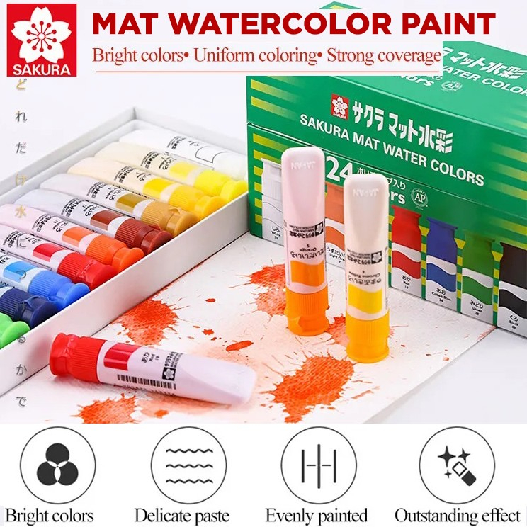 Jual Sakura Mat Watercolor Plastic Tube Set Matt | Shopee Indonesia