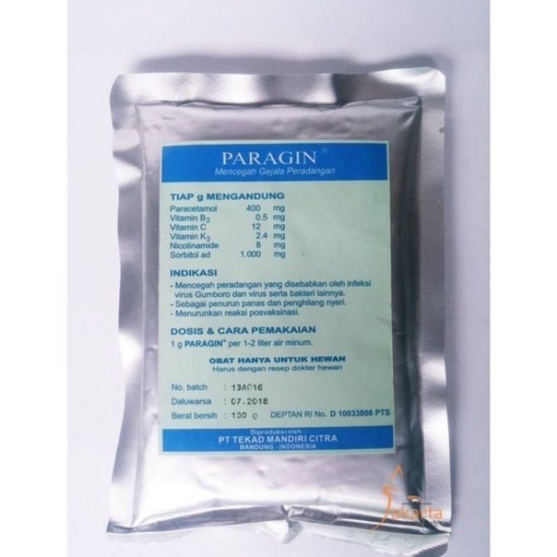 Jual PARAGIN 100 gram Obat Anti Peradangan Mencegah Peradangan Hewan ...