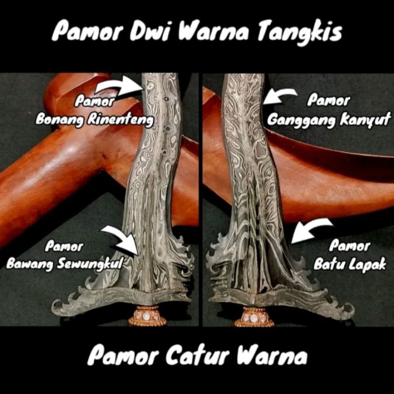 Jual Keris Langgam Bali Luk 7 Pamor Dwi Warna Tangkis Pamor Bawang ...