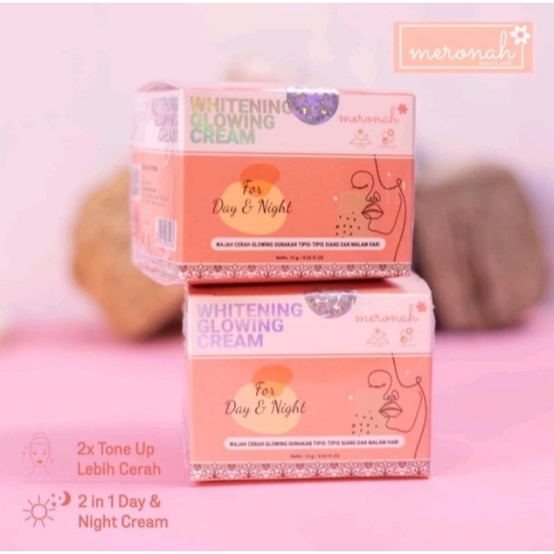 Jual Meronah Whitening Glowing Cream New 2 in 1 & Facial wash meronah ...
