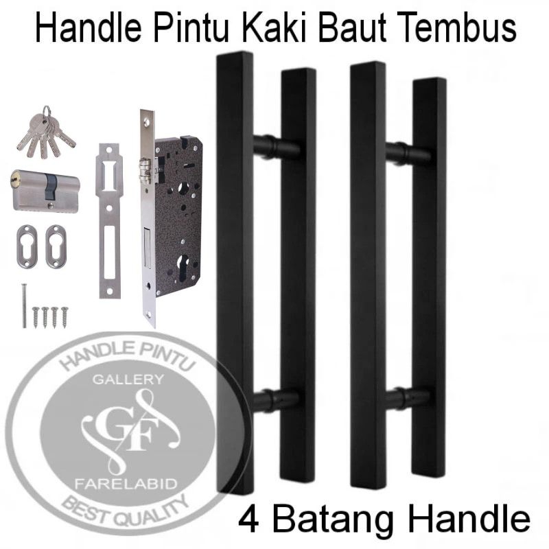 Jual Handle Pintu Baut Tembus 60 Cm Set Kunci Gagang Pintu Kaca ...