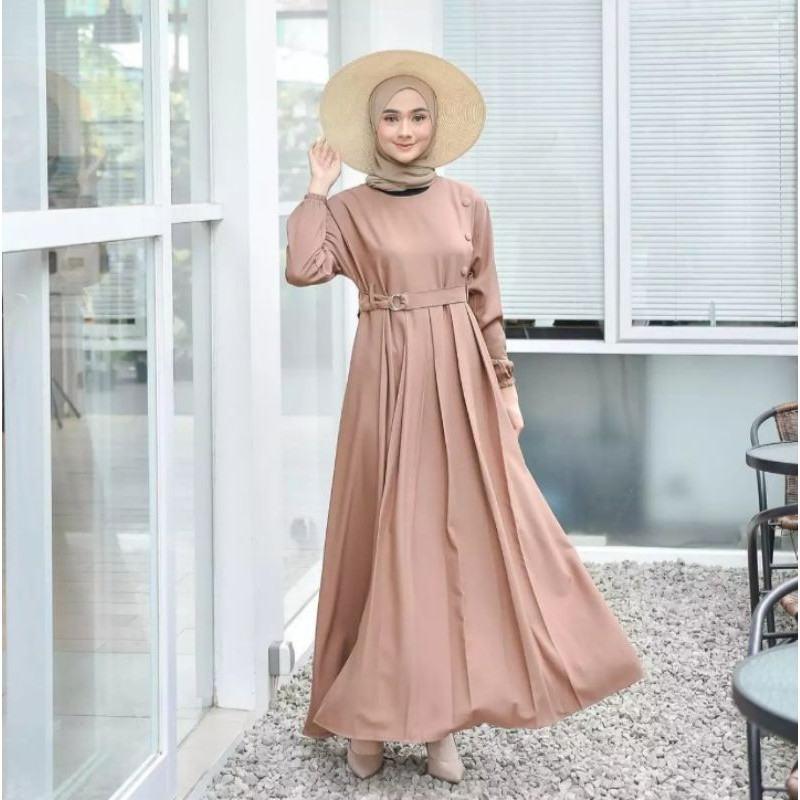 Jual Baju Gamis Putih Simple Elegan Terbaru Korean Style Dress Wanita ...