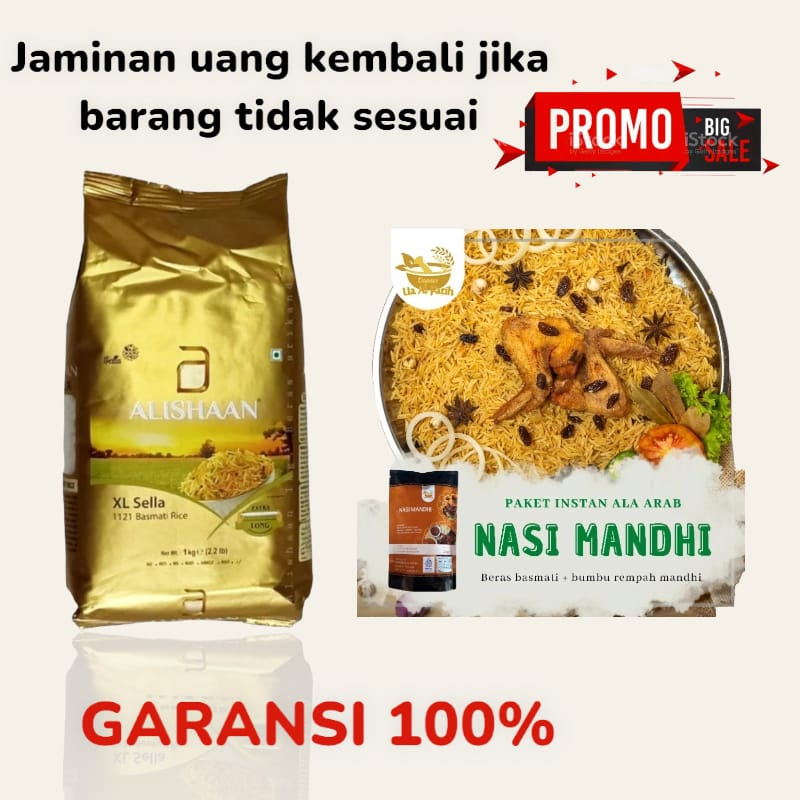 Jual Beras Asli Alishaan Basmati Rice 1 kg XL sella Extra Log 1121 ...