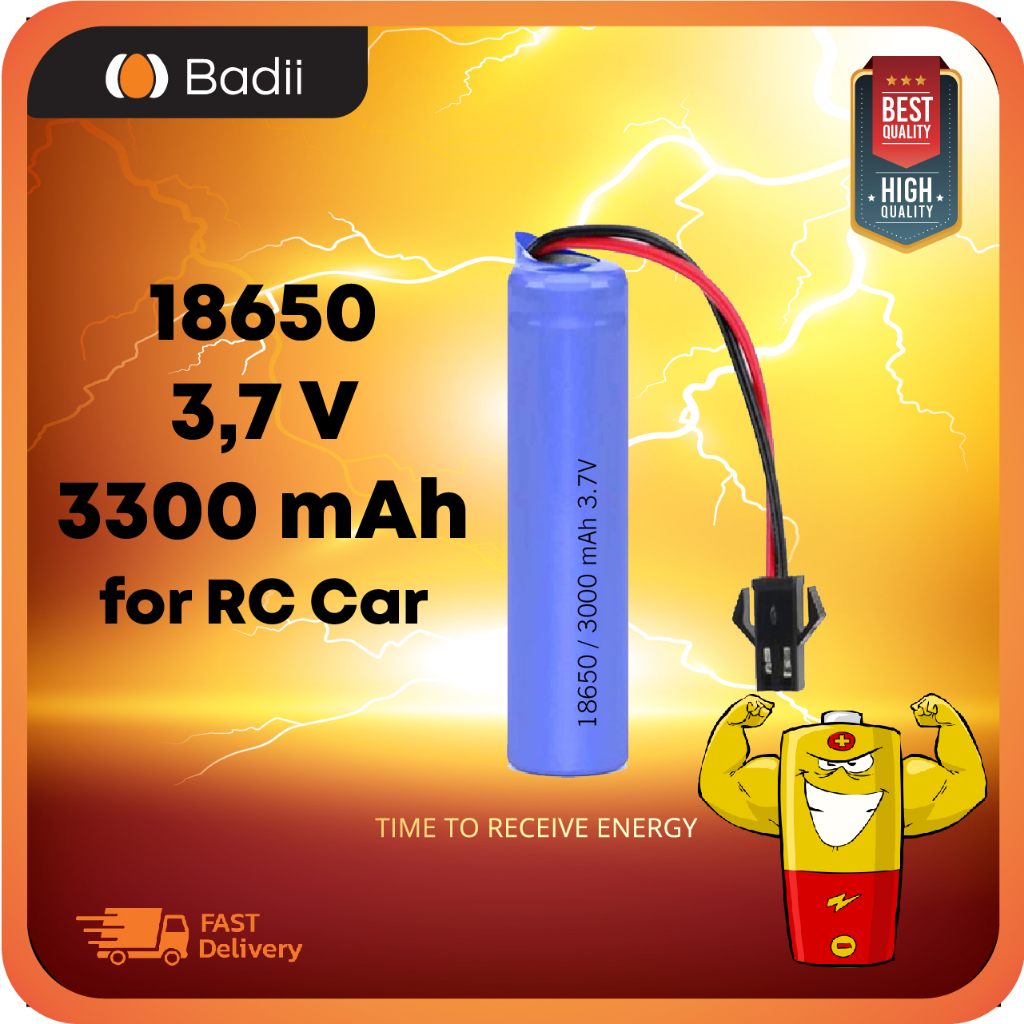 Jual BADII Battery Charge RC Car 4WD Besar 18650 3000mAh 3.7V Baterai ...