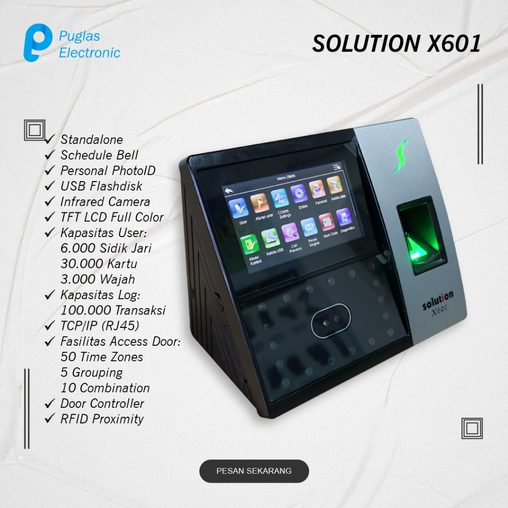 Jual Fingerprint Solution X601 Mesin Absensi Sidik Jari Bank Kantor ...