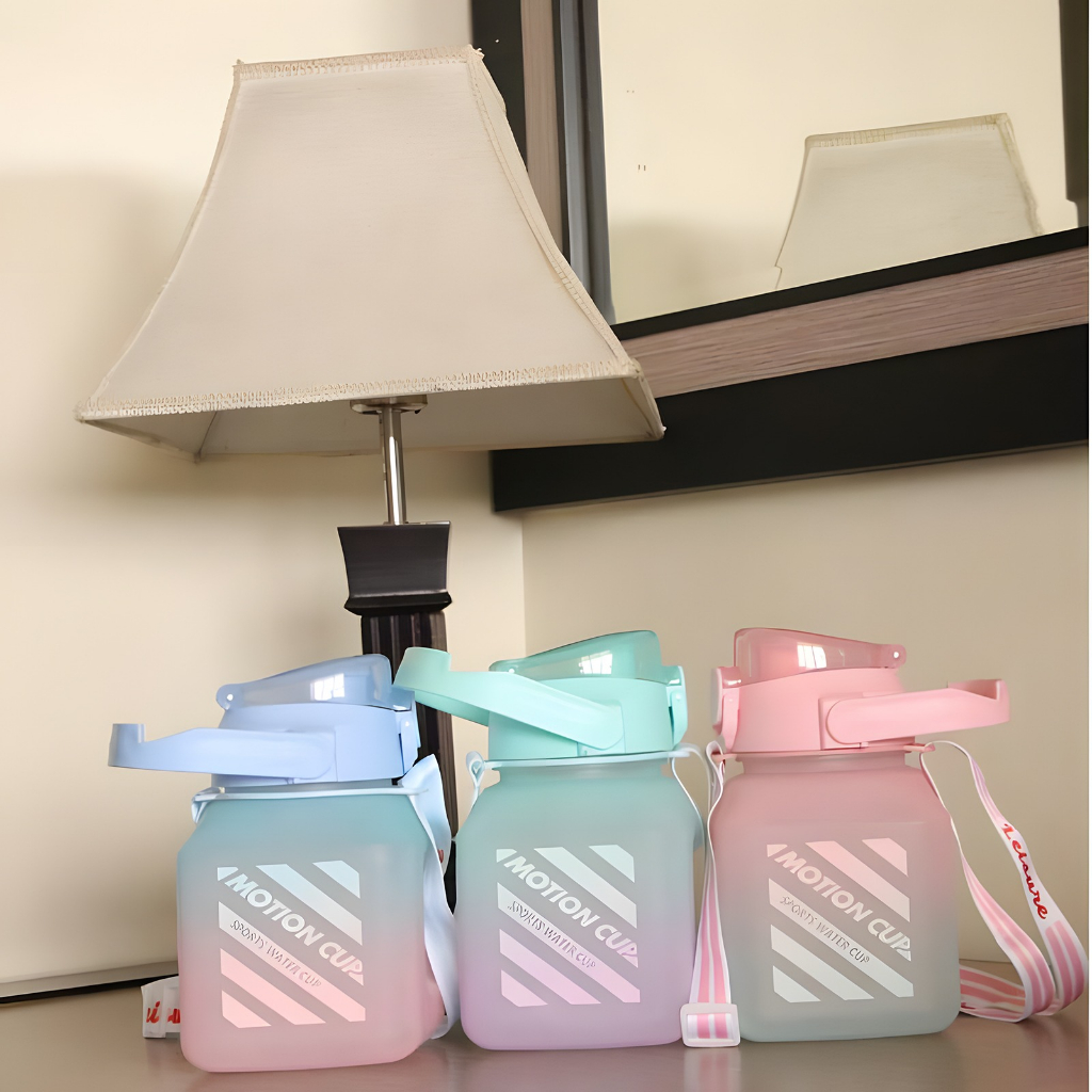 Jual (YS) Botol Kotak Gradasi Viral 1000ML free stiker random dan tali ...