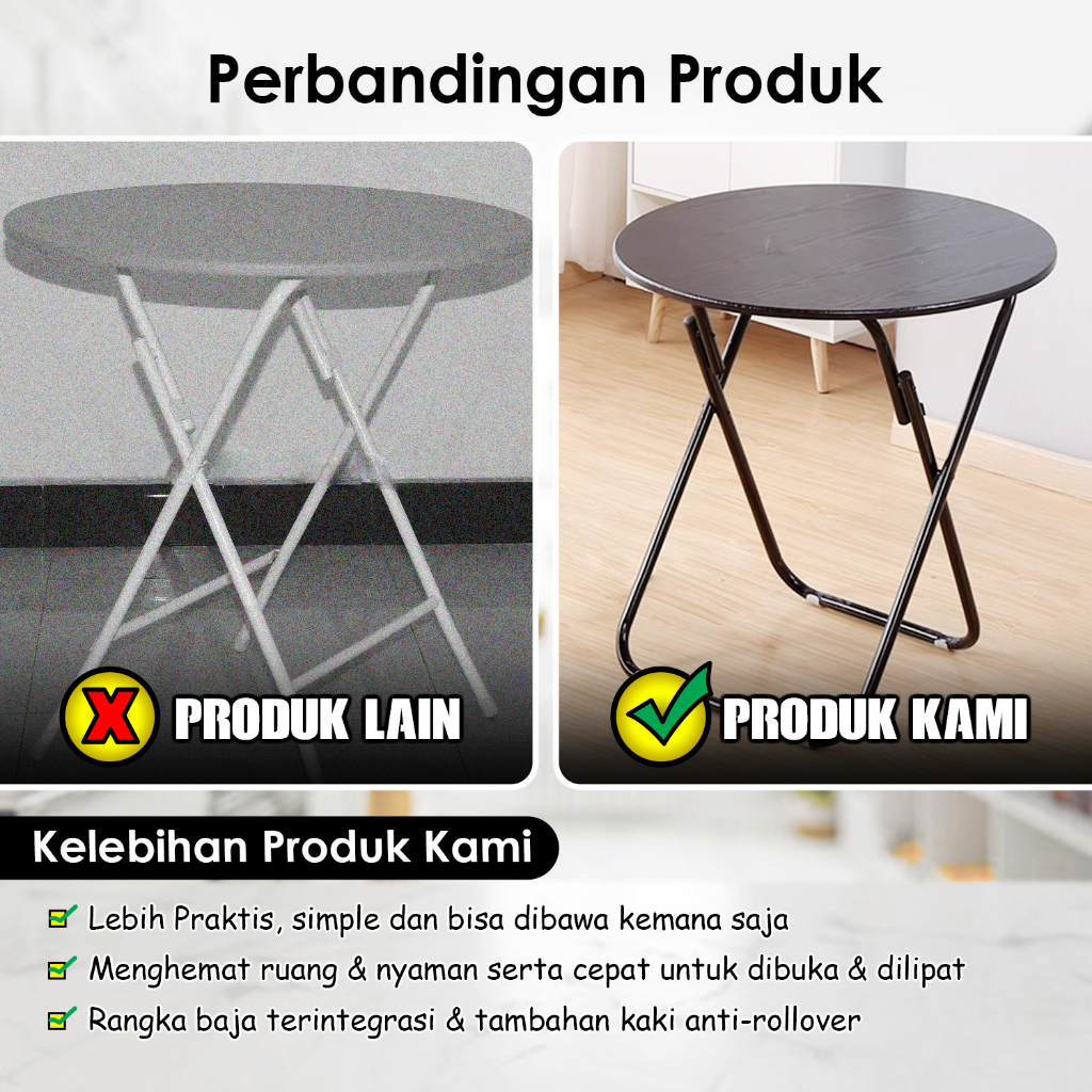 Jual Meja Lipat Portable / Meja Bulat Minimalis / Meja Bundar / Meja ...