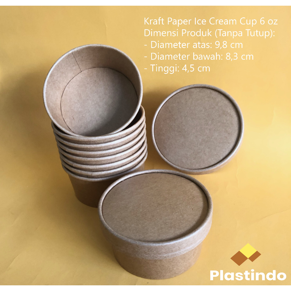 Jual Kraft Paper Ice Cream Cup 6 Oz Isi 25 pcs + TUTUP | Es Krim Cup ...
