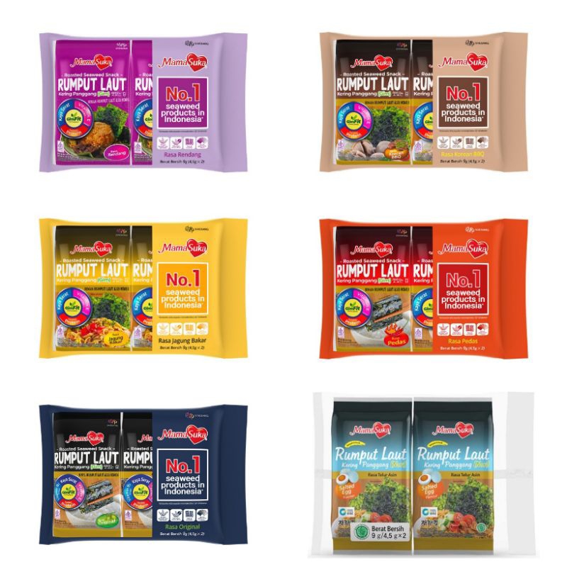 Jual MamaSuka Nori Rumput Laut Panggang Rasa Original / Rendang/ Pedas ...