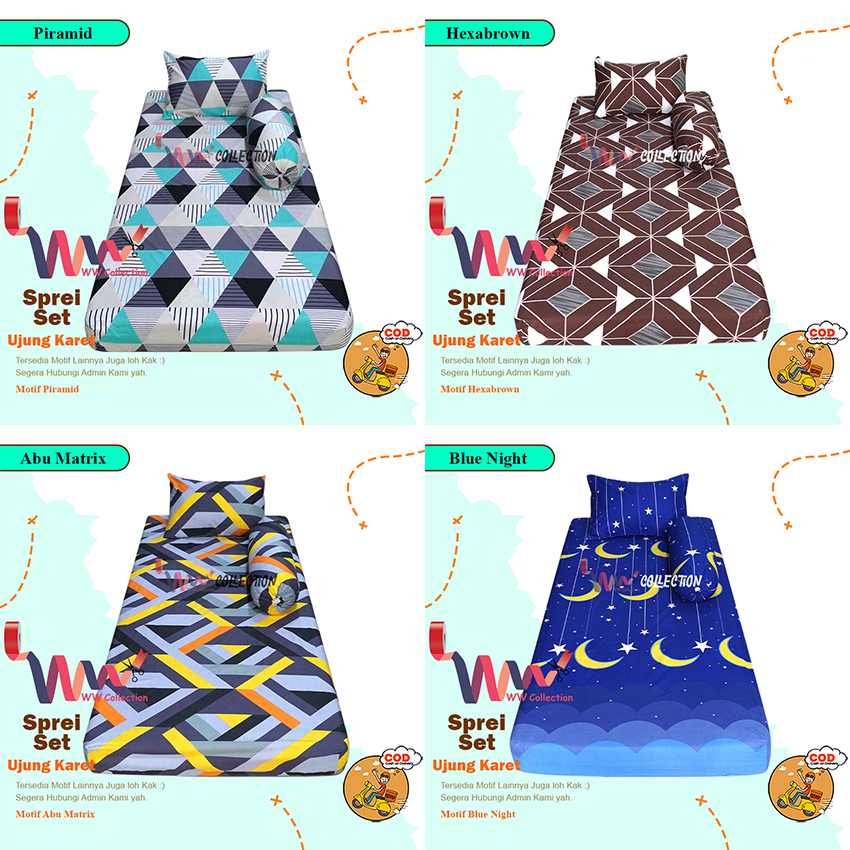 Jual SPREI SINGLE NO.4 90x200 NO.3 120X200 sudut karet | Shopee Indonesia