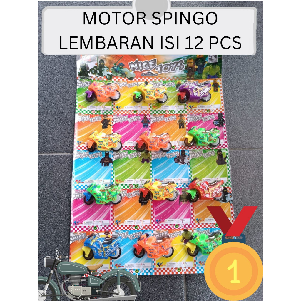Jual MOTOR MOTORAN SPINGO MOTOR GP PLASTIK WARNA WARNI 1 LEMBAR ISI 12 ...