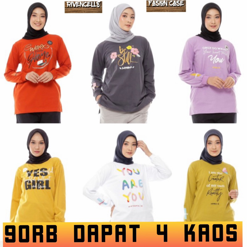 Jual PROMO KAOS LENGAN PANJANG WANITA JILBAN 90RB DAPAT 4 KAOS LENGAN PANJANG DEWASA DAN REMAJA ...