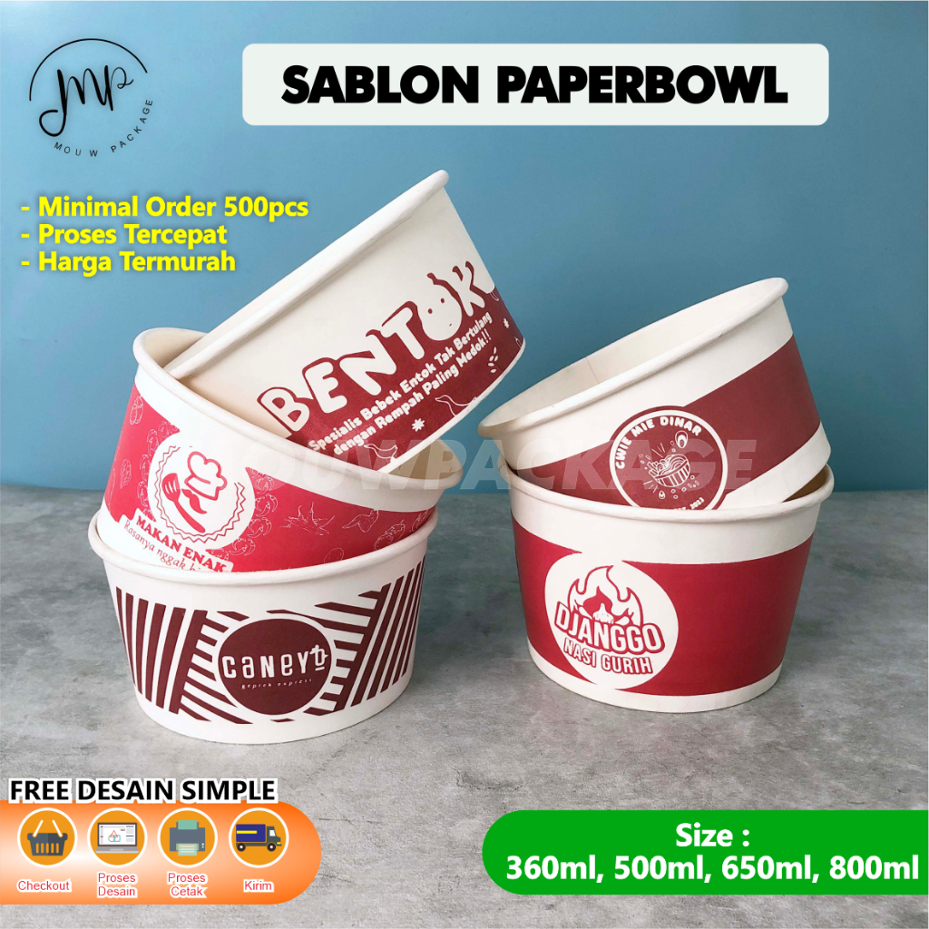 Jual SABLON PAKET PAPER BOWL MURAH / SABLON CUSTOM MERK SENDIRI ...