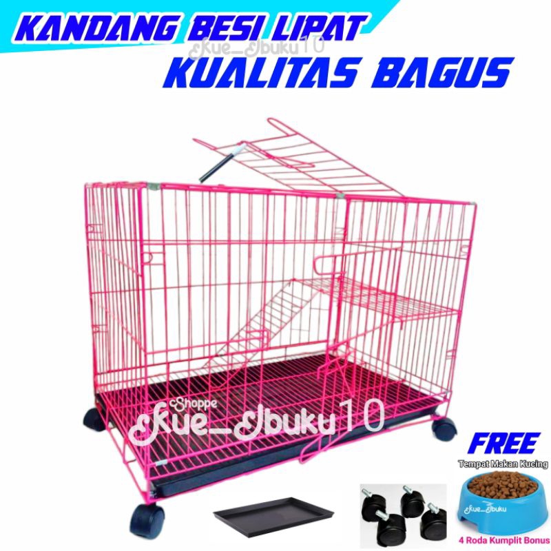 Jual KANDANG BESI LIPAT 2 TINGKAT UKURAN 60X40X50 / KANDANG UKURAN ...
