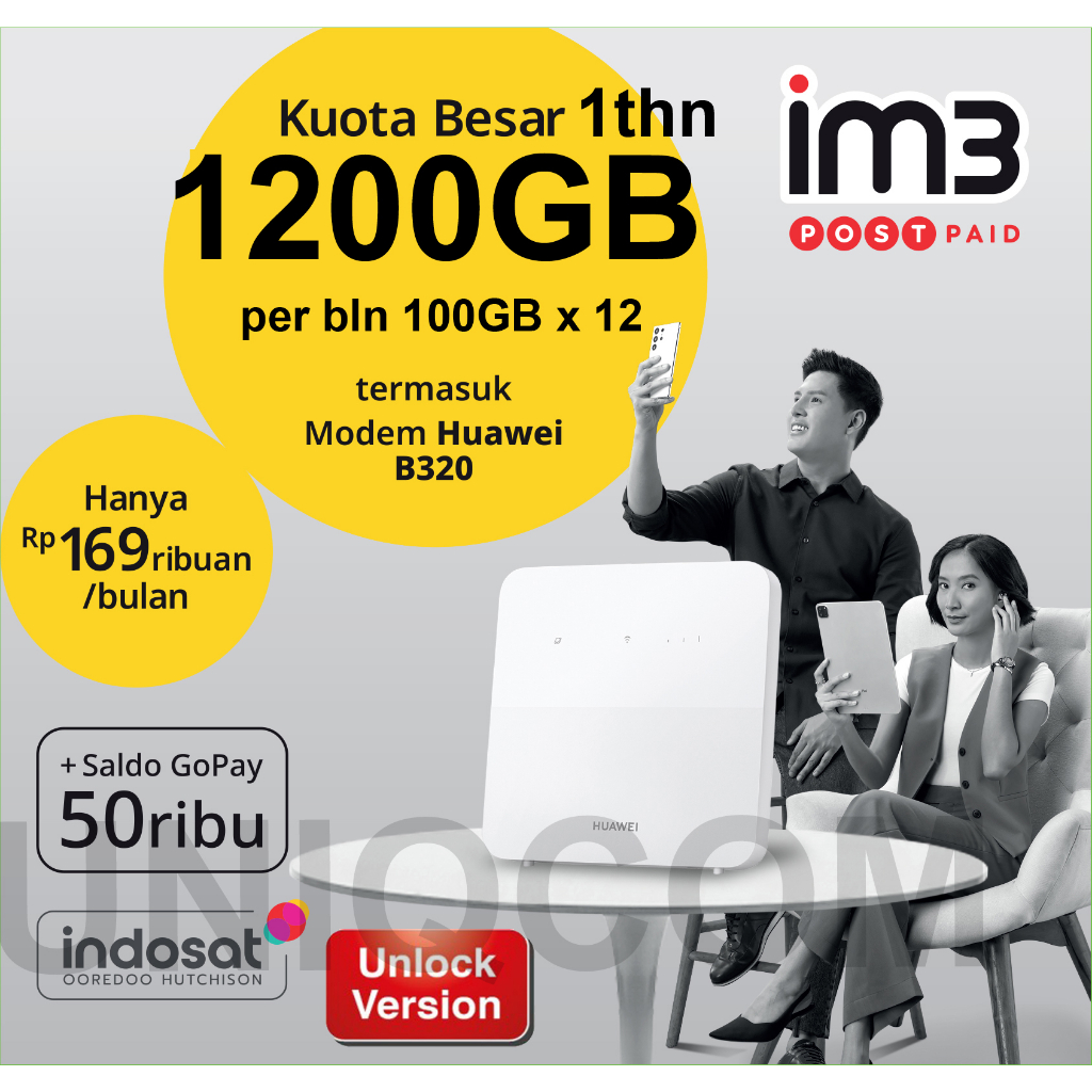 Jual Indosat Ooredoo Hutchison Kuota Besar 1200GB 1Th 100GB/Bln Free ...