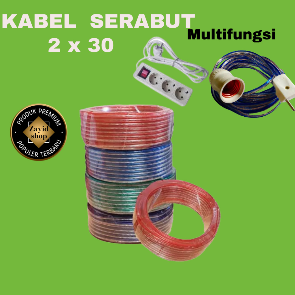 Jual Kabel Listrik meteran serabut meter transparan ukuran 2x30 pas pas ...