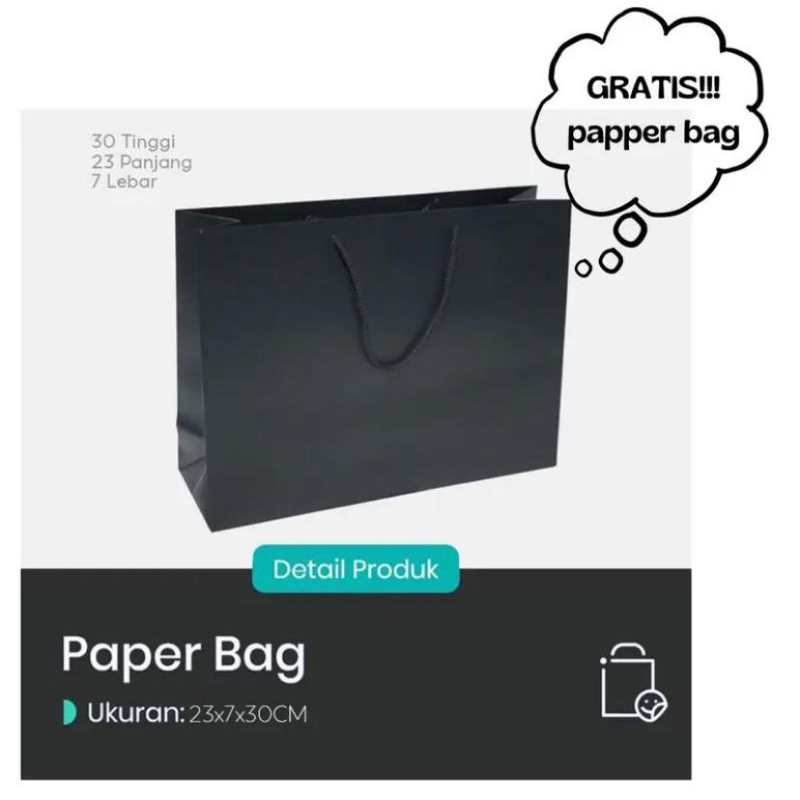 Jual paper bag polos hitam ukuran 23x7x30cm buat kado souvenir wisuda pernikahan | Shopee Indonesia