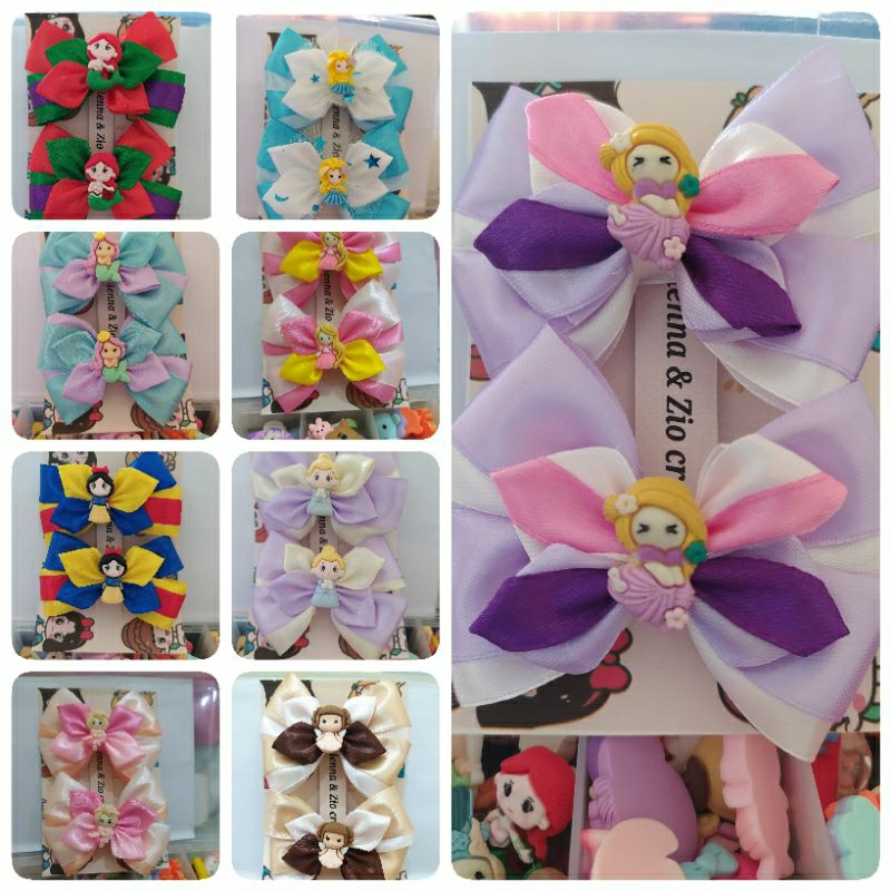 Jual jepit rambut anak karakter princess handmade / kado ultah anak ...