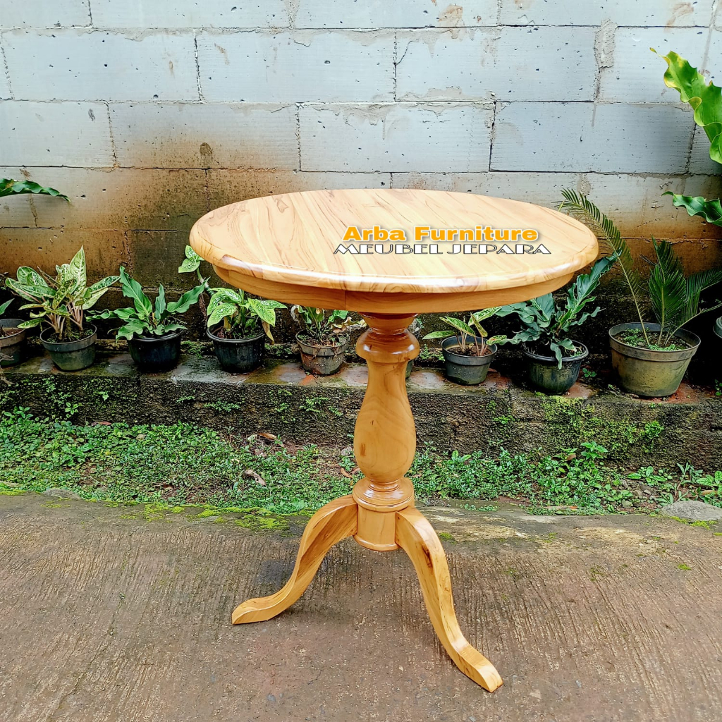 Jual Meja Teras Meja Cafe bulat Minimalis Kayu Jati Meja bulat | Shopee ...