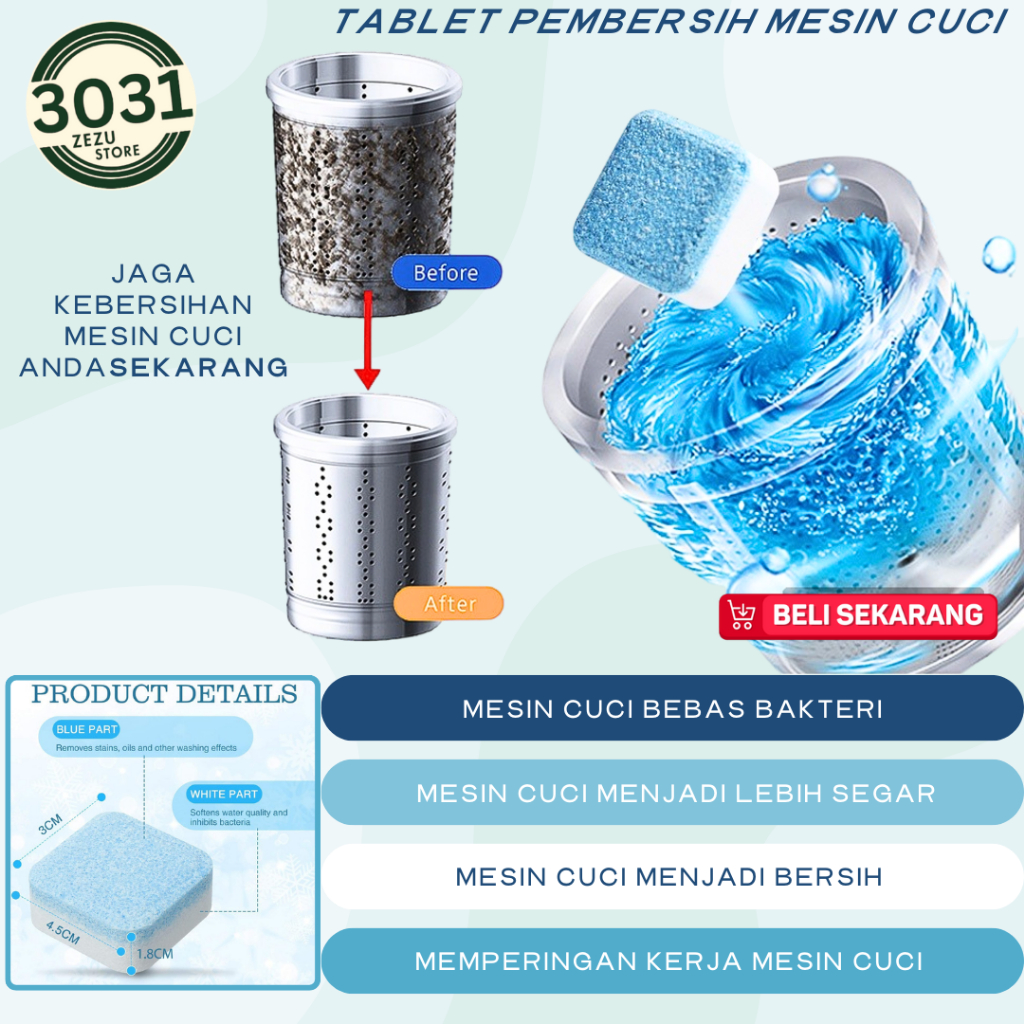 Jual Tablet Pembersih Mesin Cuci / Sabun Pencuci Tabung Mesin Cuci ...
