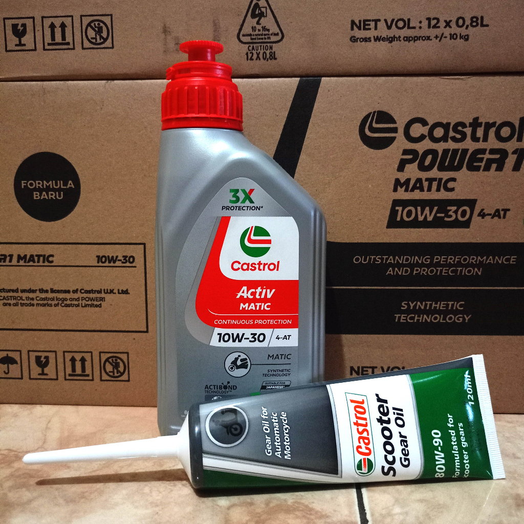 Jual PAKET OLI MESIN CASTROL ACTIV MATIC 10W-30 800ML/ 0.65ML DAN OLI GARDAN CASTROL 80W-90 ...