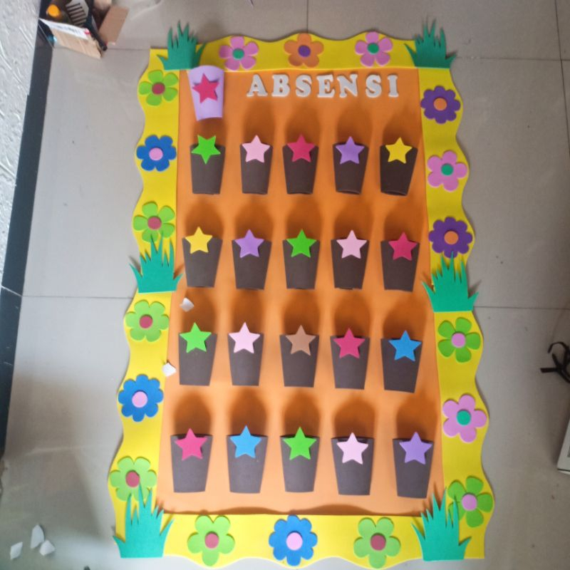 Jual Absensi Kelas (60 x 115 cm) Untuk Anak Paud TK SD Spon Eva bunga ...
