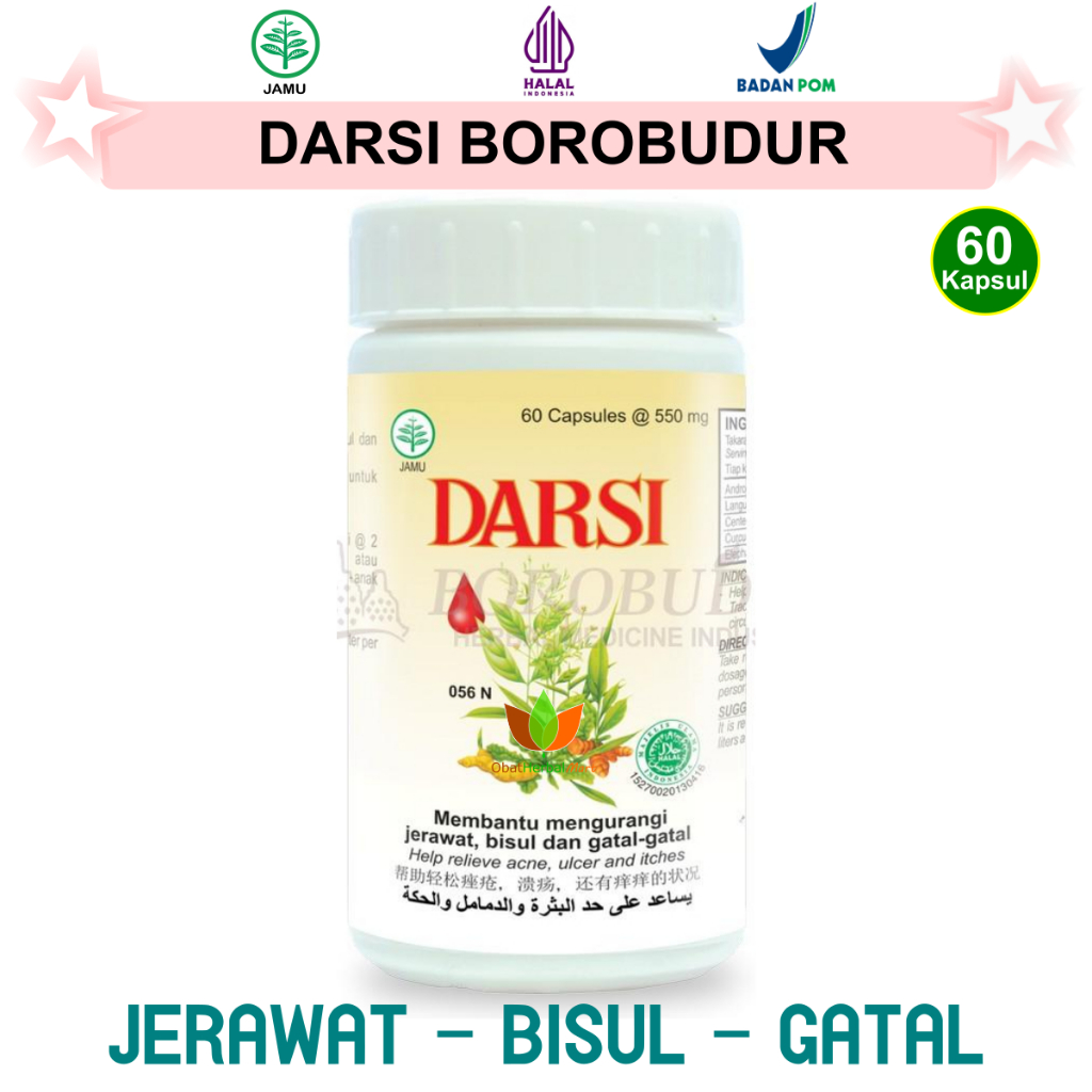 Jual 60 KAPSUL DARSI BOROBUDUR JAMU OBAT HERBAL JERAWAT GATAL BISUL ...