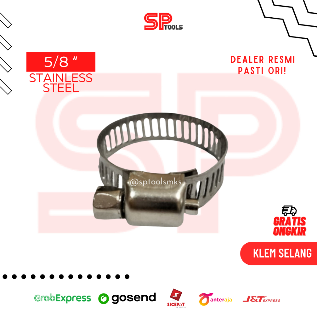 Jual KLEM CLAMP KLEMAN SELANG AIR / GAS 5/8" 5/8 INCH STAINLESS STEEL ...