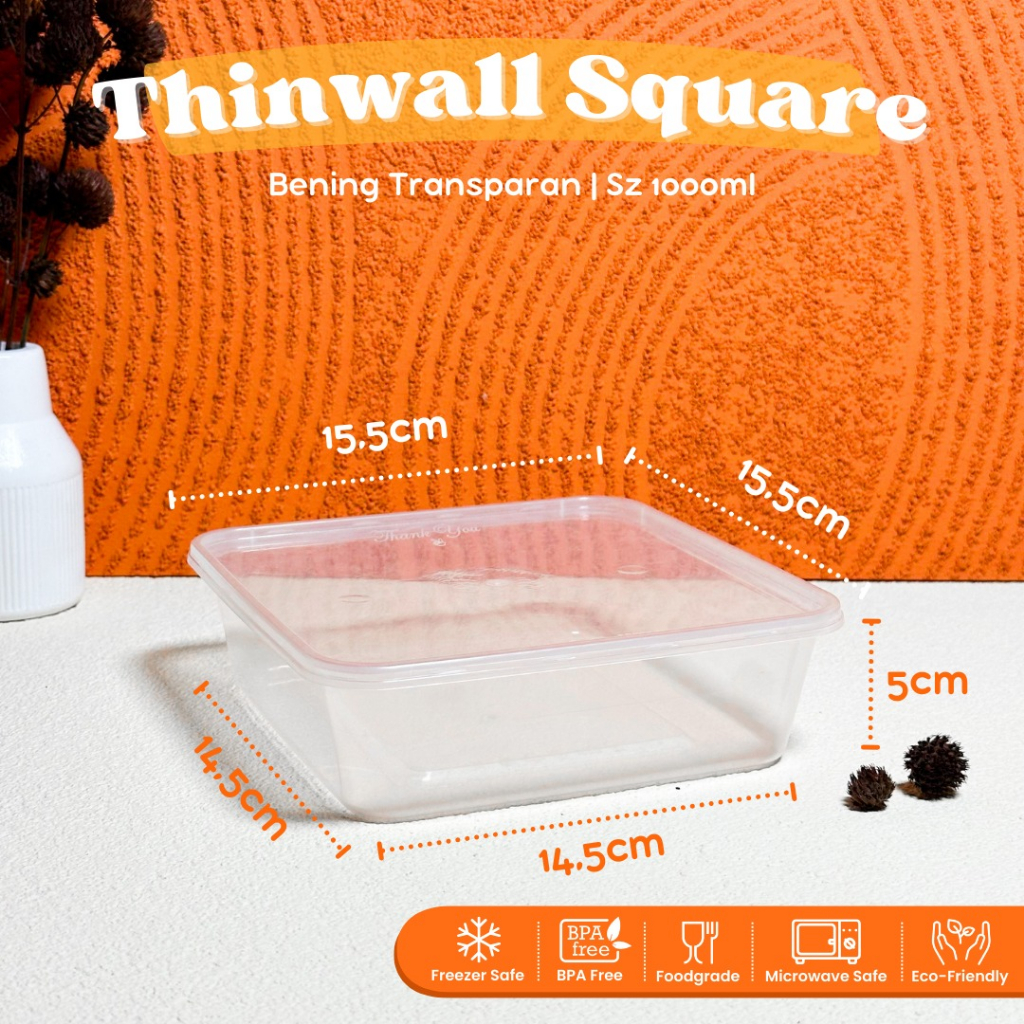 Jual [ISI 25 PCS] Thinwall Victory Square 1000ml 1500ml 2000ml 3000ml / Kotak Makan Plastik ...