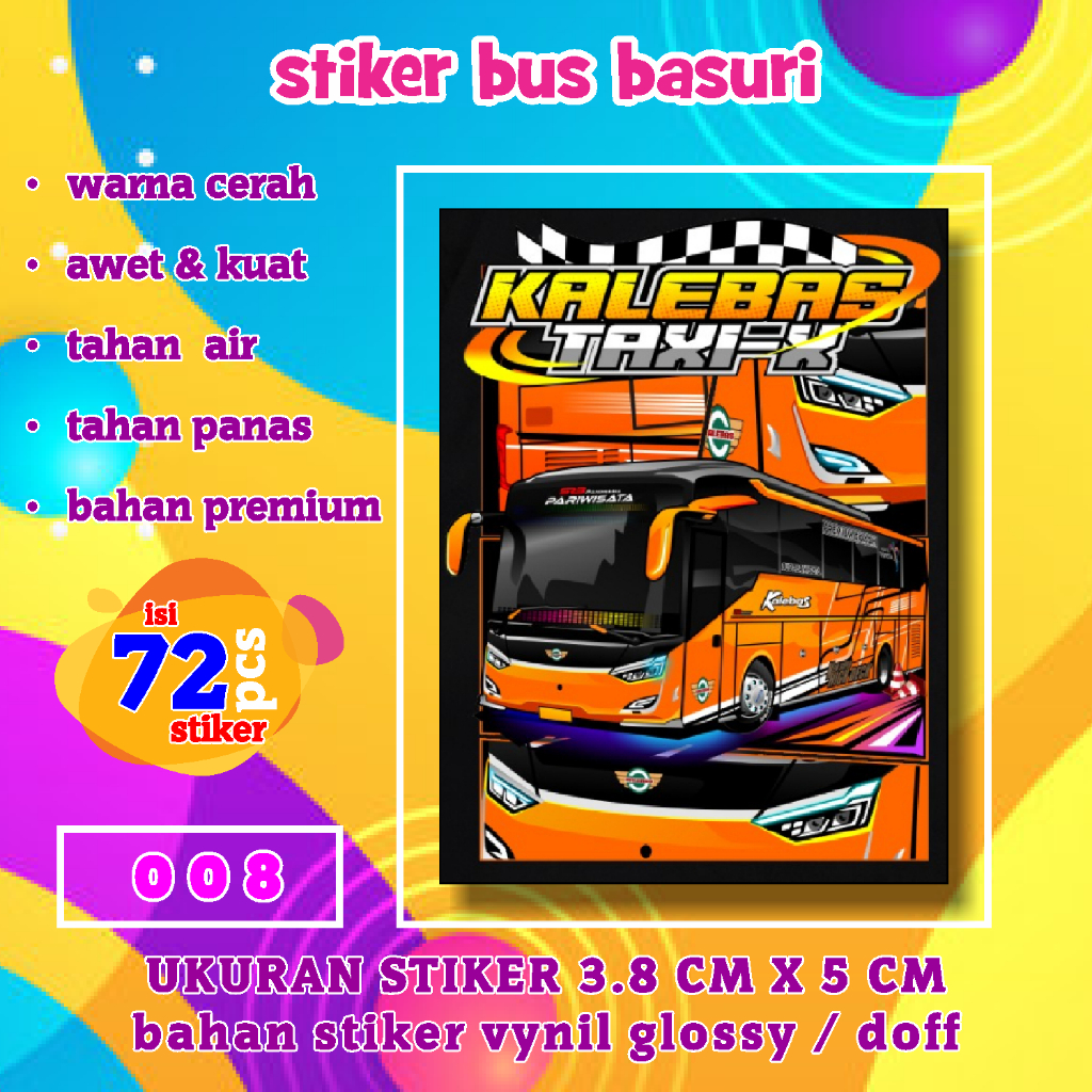 Jual stiker bus basuri kalebas taxi x [008] warna cerah kuat tidak ...