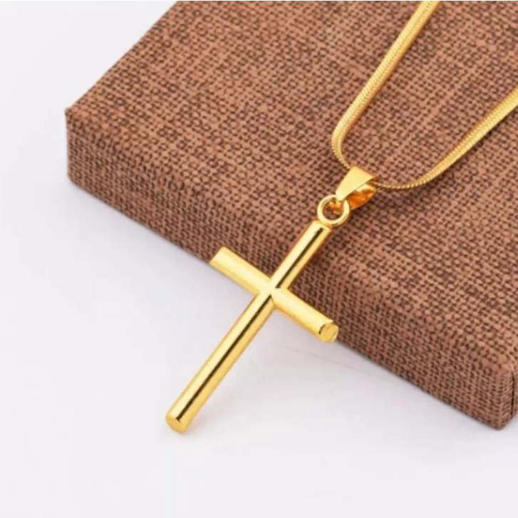 Jual Kalung Titanium Liontin Salib Polos Pria Dan Wanita/Kalung Model ...