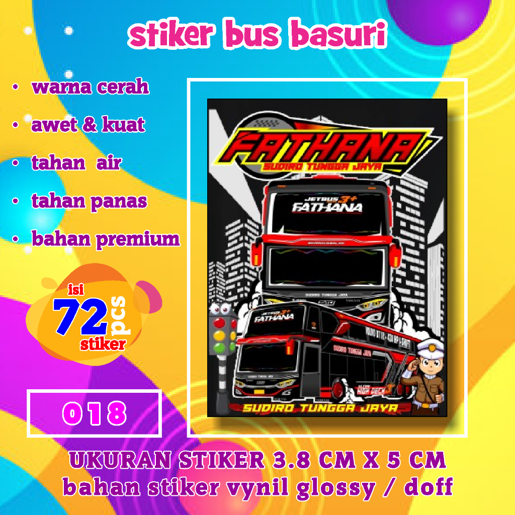Jual stiker bus basuri fathana [018] warna cerah kuat tidak luntur ...